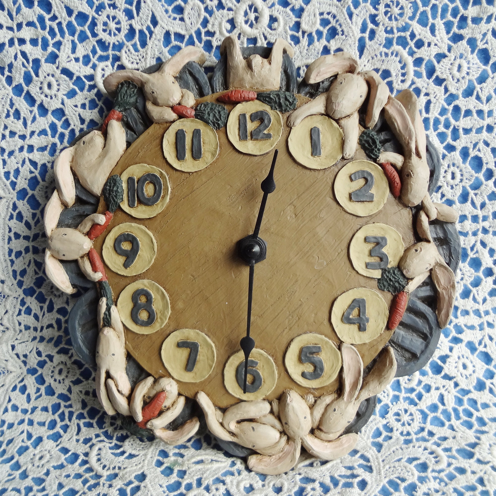 Vintage Rabbit Clock 1987 Spring House Collection Whimsical - Etsy