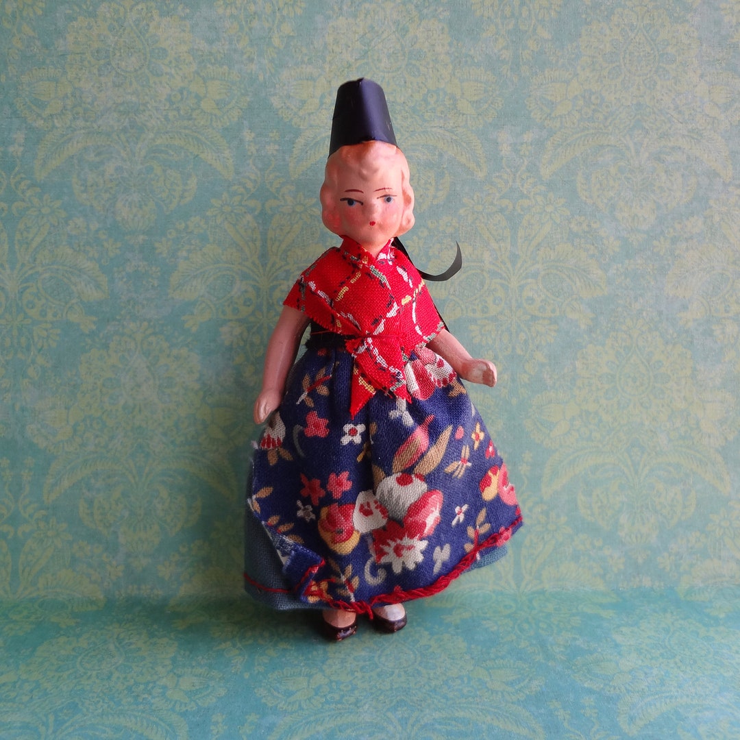 Antique Hertwig Miniature Bisque 3-5/8" Wire Jointed 5 Piece Thuringia ...