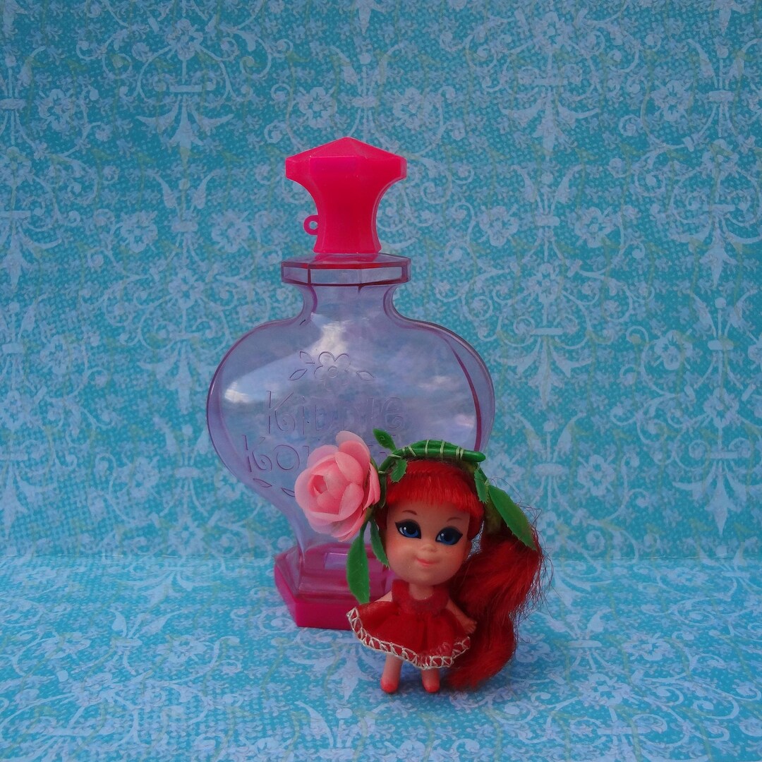 Kiddle Kologne Rose Bud in Bottle Doll, Red Dress, Rose Piece Hair ...