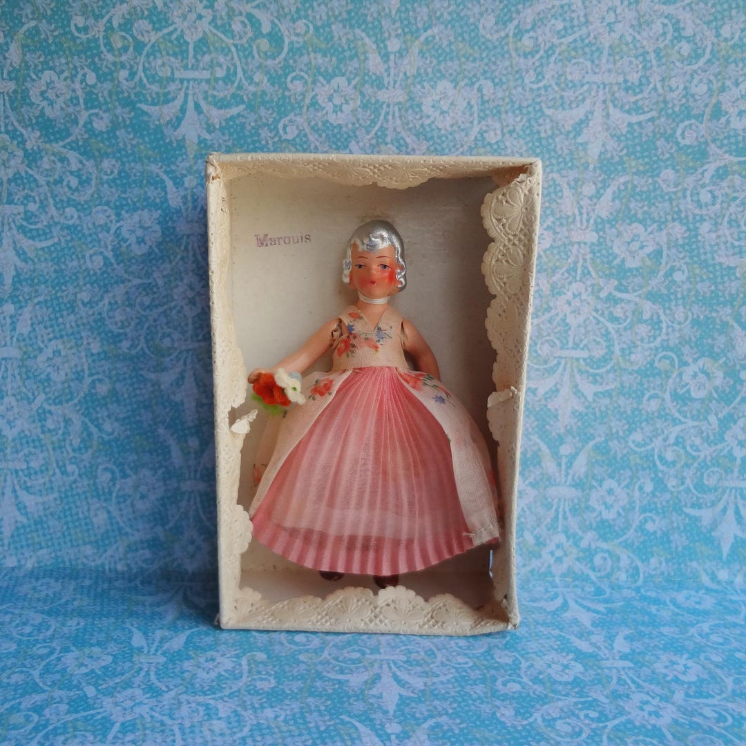 Antique Hertwig German Miniature Bisque 3-3/4" Strung * Marquis ...