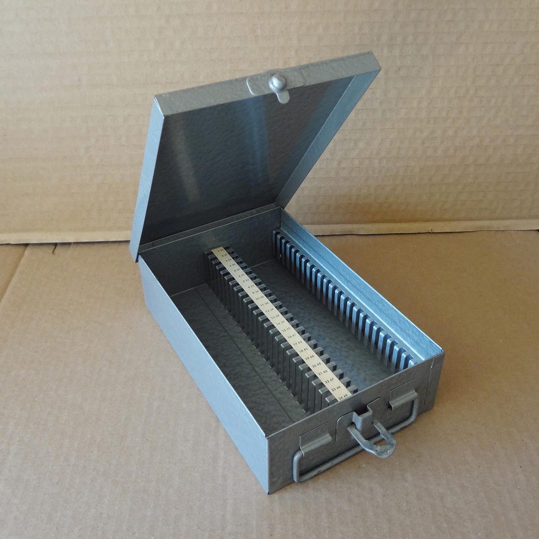 Vintage Metal Slide Industrial Type Very Sturdy Storage Box * Lid, Clip ...