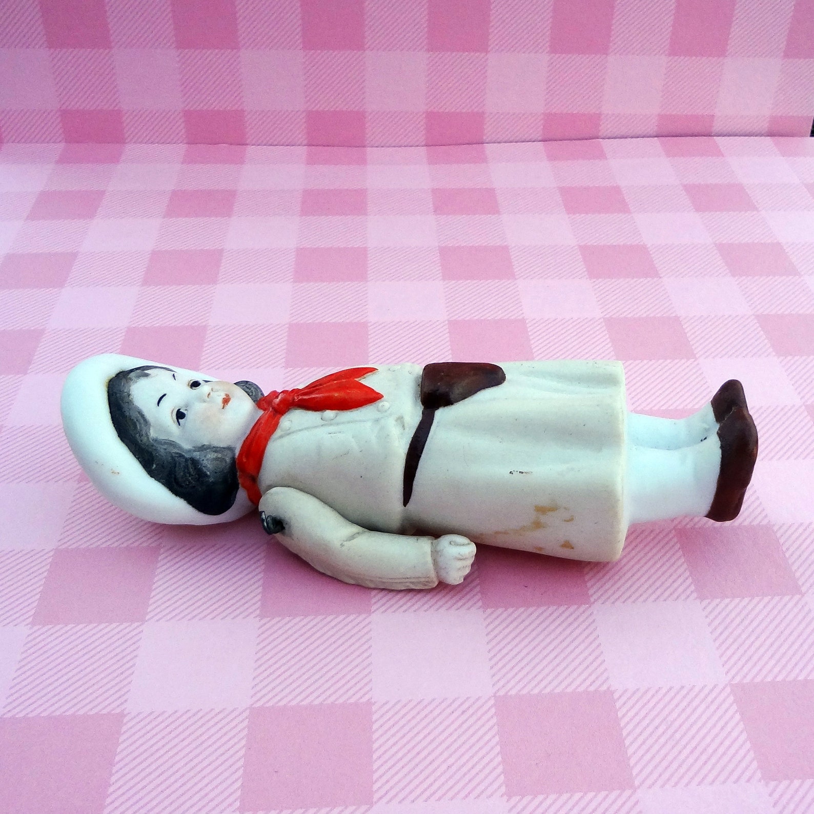 Antique German Hertwig 5-1/4" Miniature Bisque Cowgirl Figurine Doll ...
