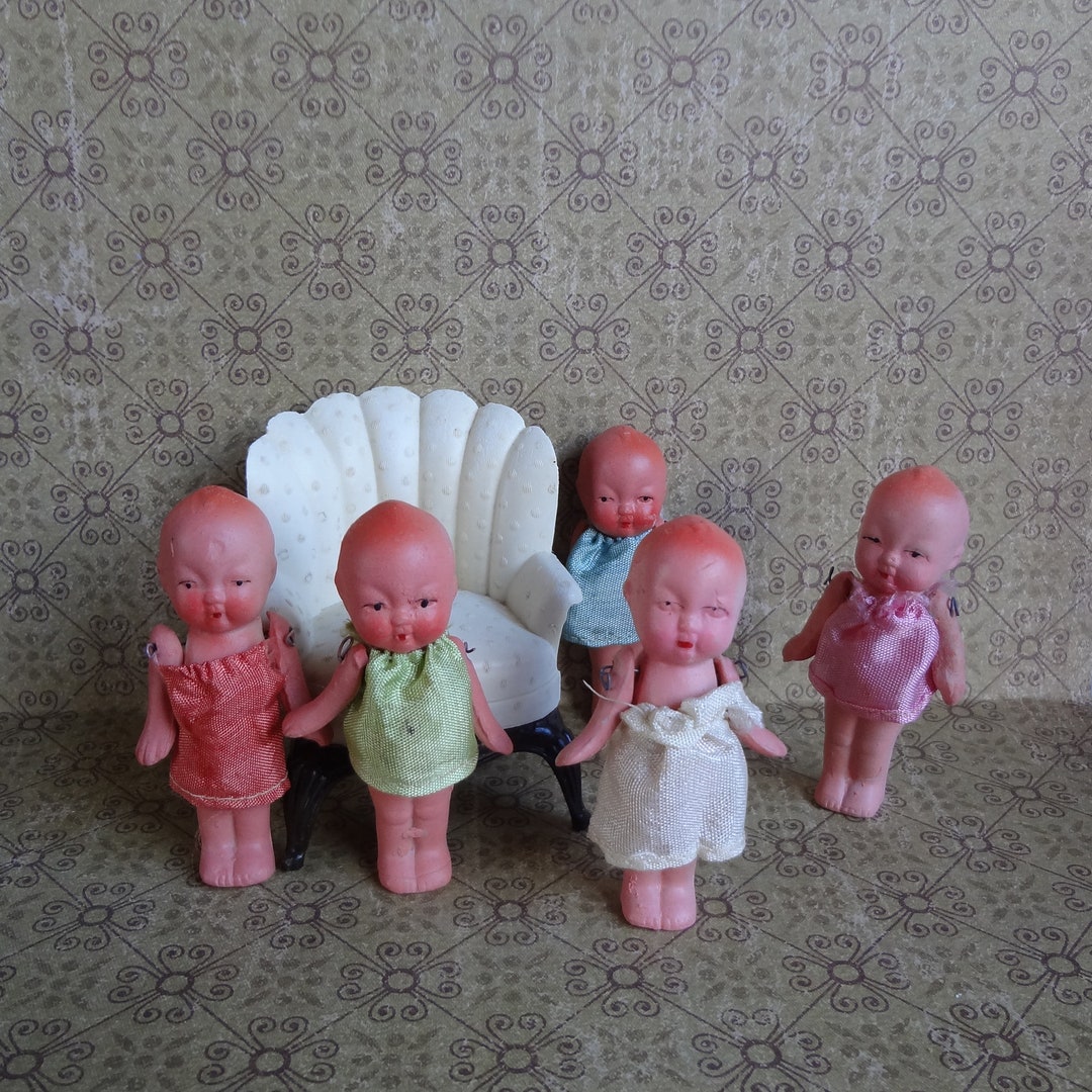 Antique Miniature Bisque 2-5/8" Japanese Boxed Set of 5 Doll House ...