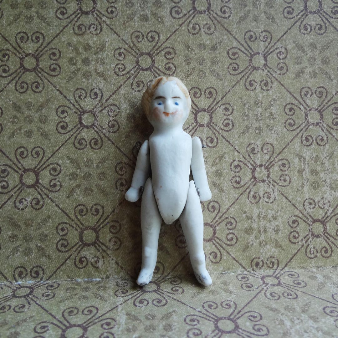 Antique Bisque Doll With Wire Pin Jointed Arms & Legs * 2-1/4" Blonde ...