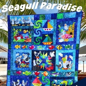 Seagull Paradise, Full Pattern, Seagull, Quilt Block Pattern, Paper ...