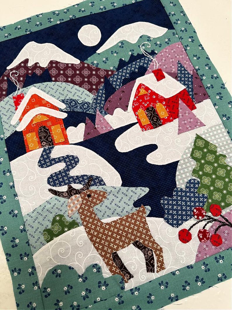 Winter Village Applique Quilt Pattern, Seasons Blessings Block 1 (PDF ...