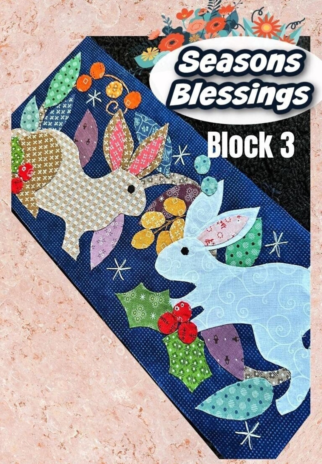 Winter Rabbits Applique Quilt Pattern, Seasons Blessings Block 3 (PDF ...