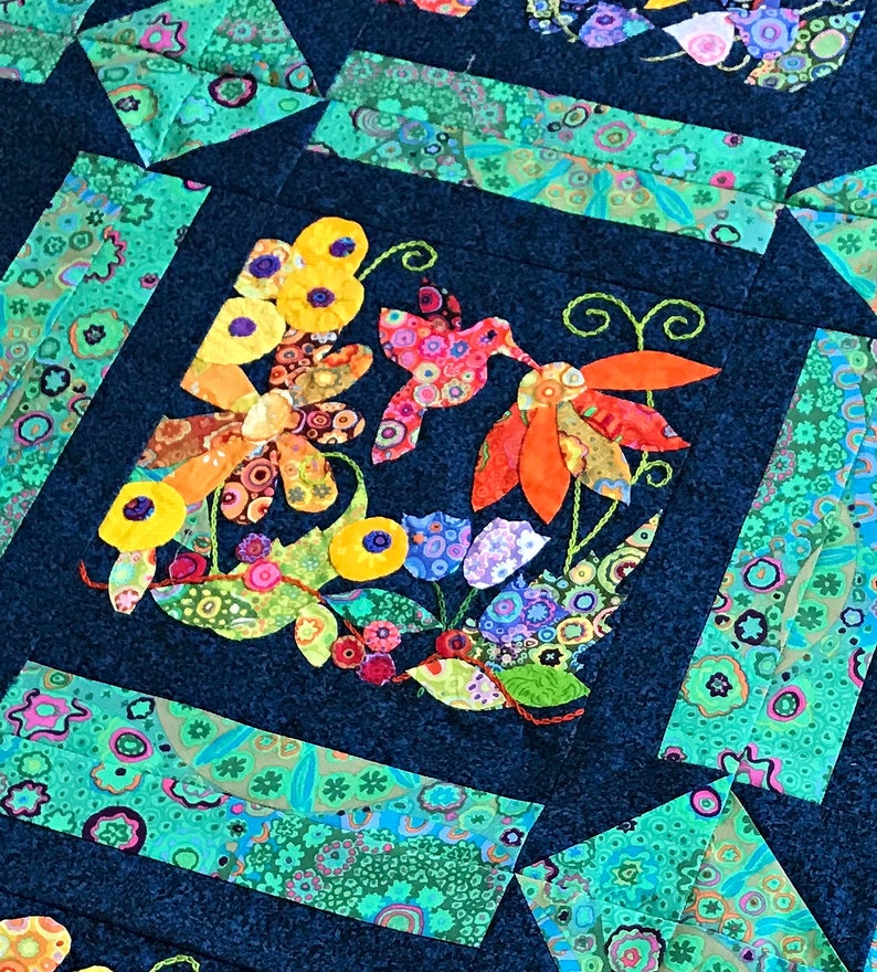 Hummingbird Quilt Block Pattern, Applique Embroidery (PDF Pattern) - Etsy