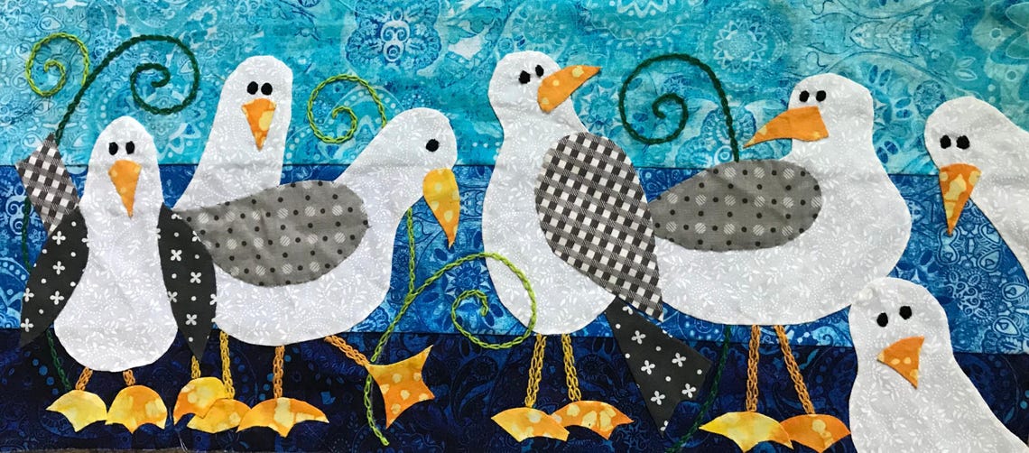 Seagull Paradise Block 1, Seagulls, Sew Along, Quilt Pattern, Pattern ...