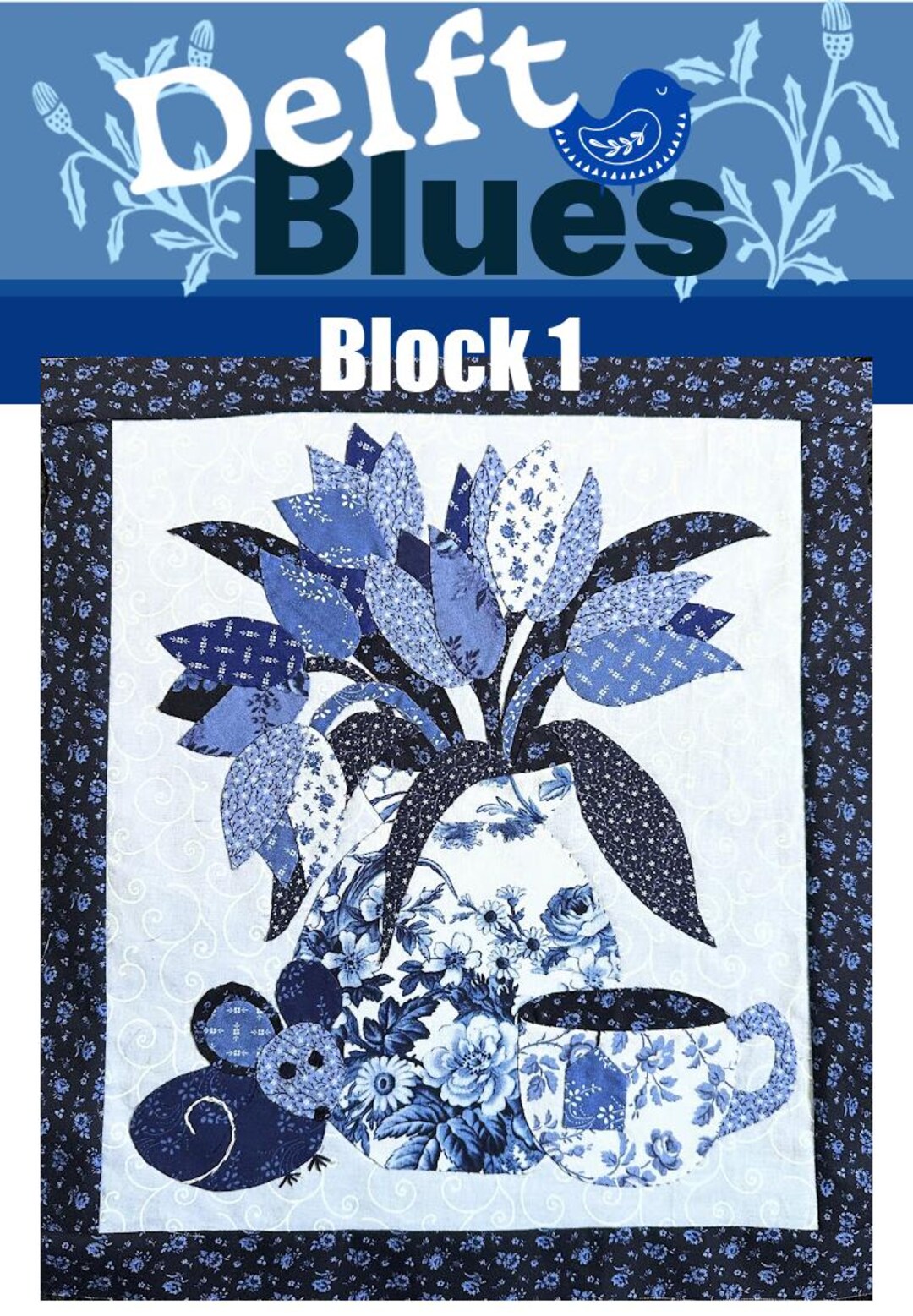 Delft Blues Quilt Block 1 Pattern, Tulip Vase, Teacup (PDF Pattern) - Etsy