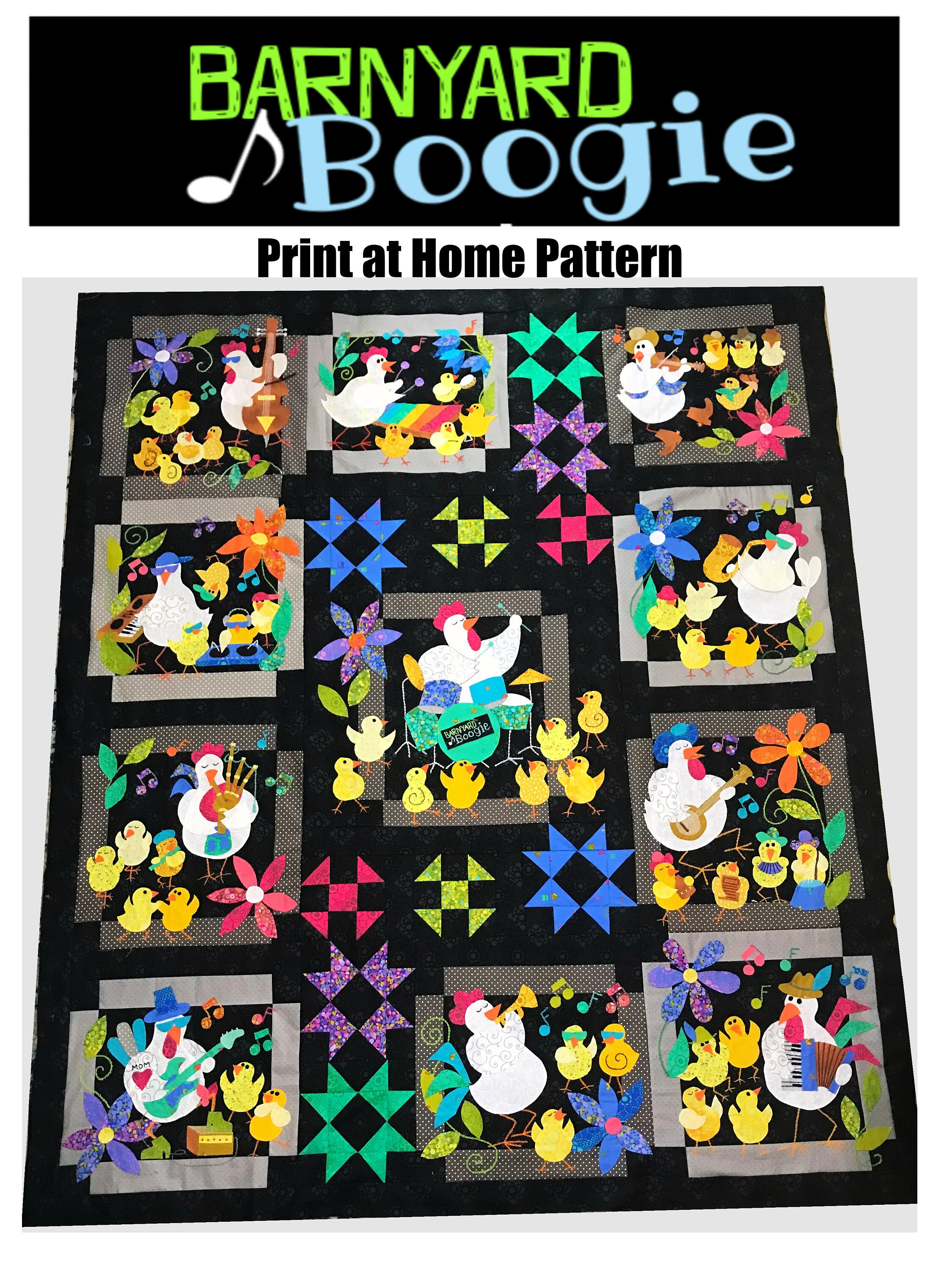Barnyard Boogie Quilt Pattern, Musical Chickens (PDF Pattern) - Etsy