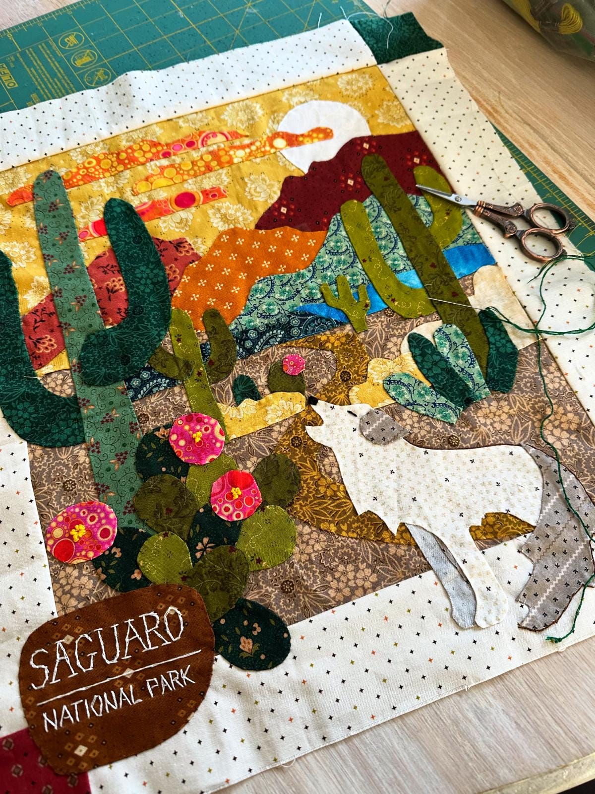 Saguaro National Park Quilt Pattern, Block 7, Coyote Embroidery (PDF ...
