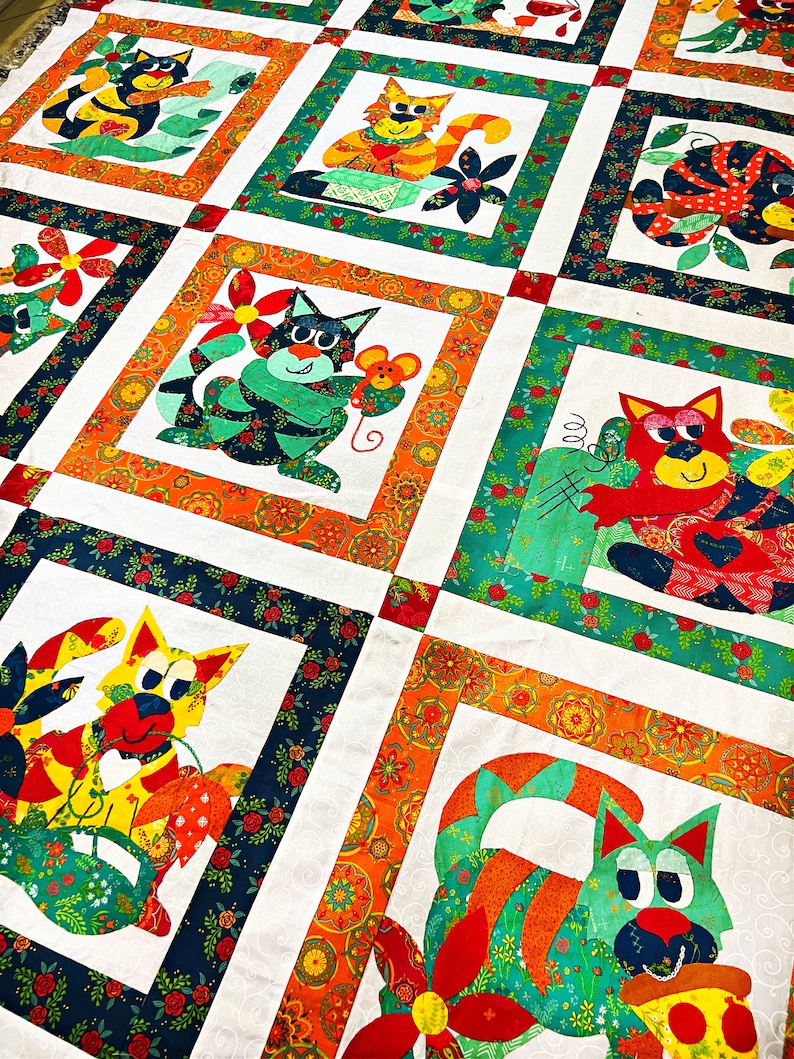 Purrfection Quilt Pattern Pattern Applique Cat Paper Copy - Etsy