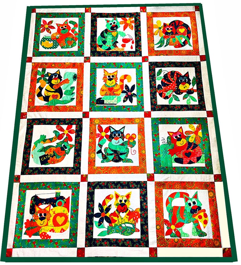 Purrfection Quilt Pattern Pattern Applique Cat Paper Copy - Etsy