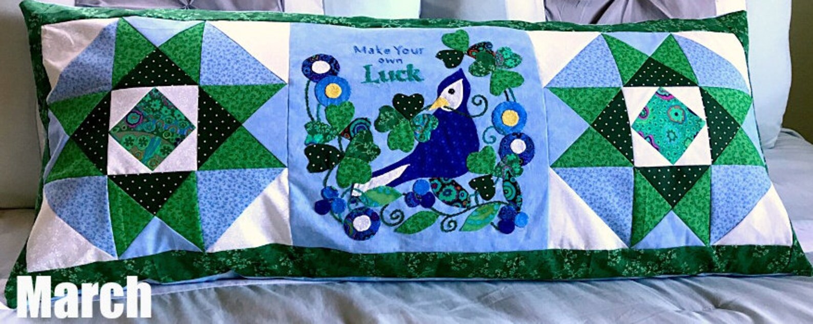 Bench Pillow Cover Patterns, Applique Quilt Block, Full Set (digital ...