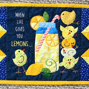 Making Lemonade Table Runner Quilt Pattern, Chicks, Lemons (digital ...