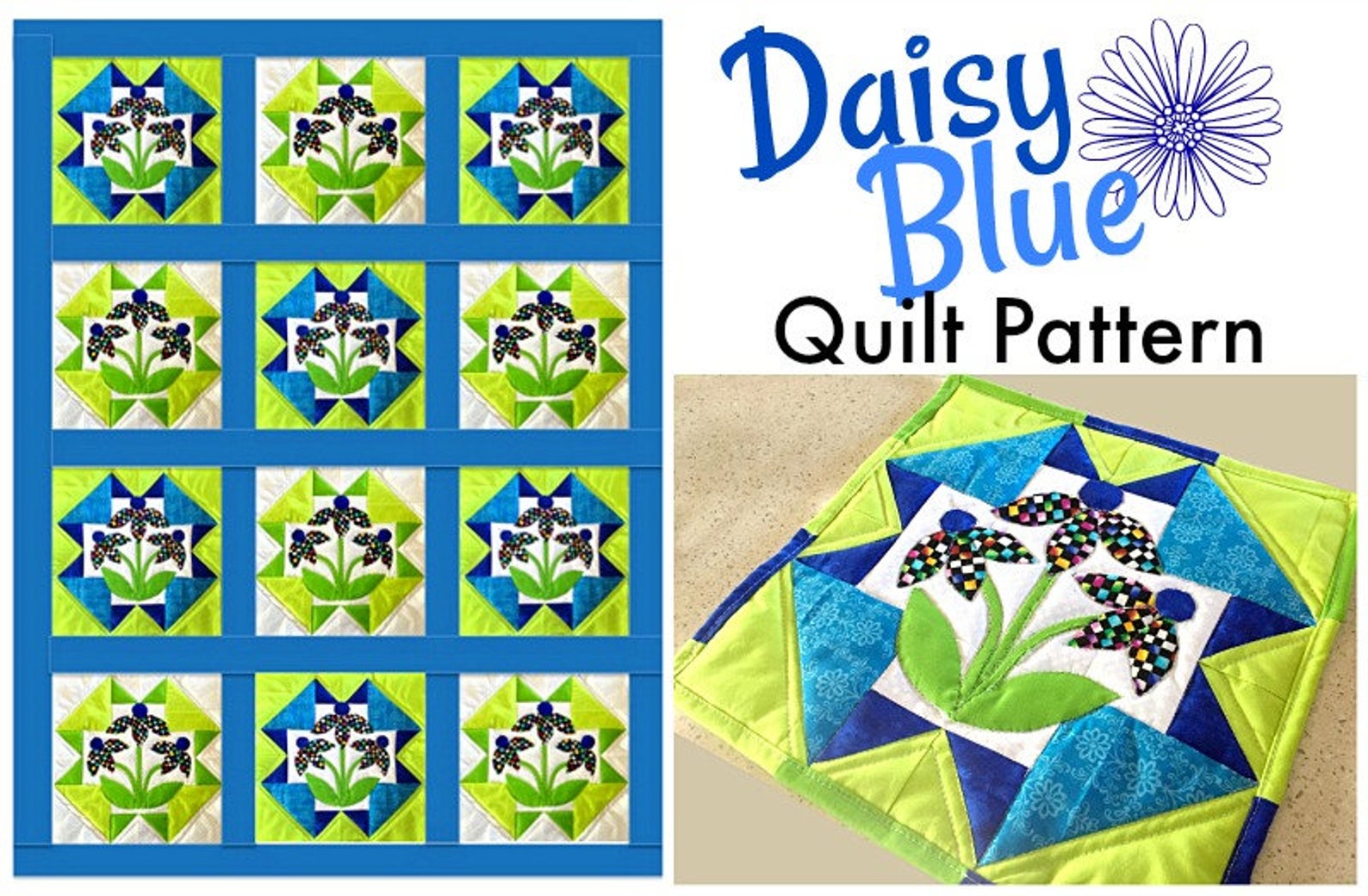 Daisy Blue Quilt Pattern Digital Pattern Quilt Quilting | Etsy