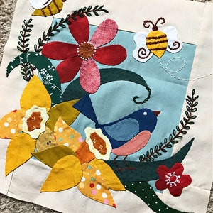 Tweet as Honey Applique Quilt Block Pattern, Birds, Bees (PDF Pattern ...