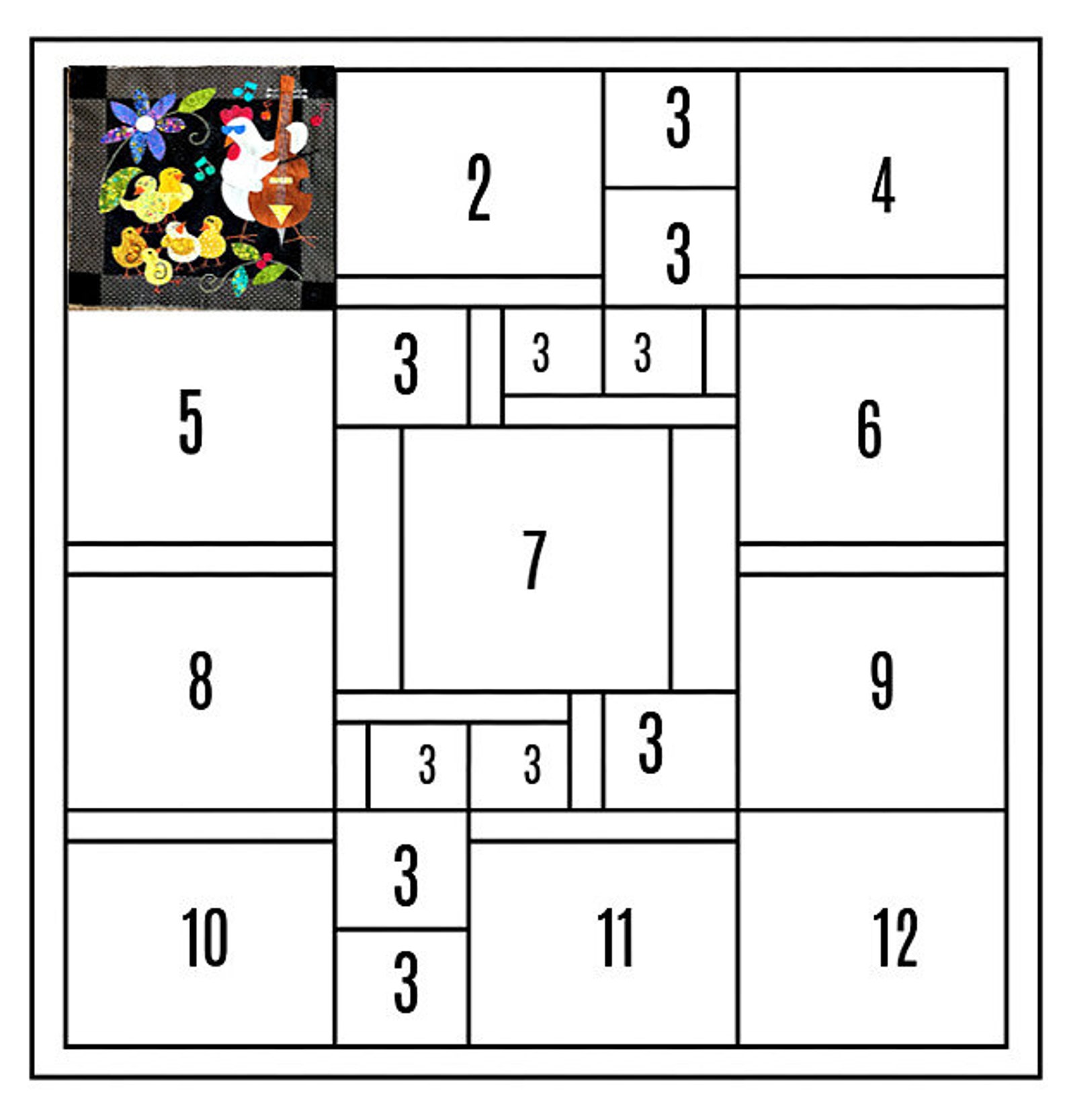 Barnyard Boogie Applique Quilt Block Pattern, Chicken Band (PDF Pattern ...