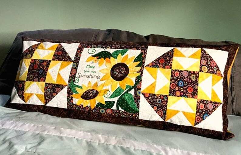 Sunflower Bench Pillow Pattern, Applique Quilt Block (digital Pattern ...