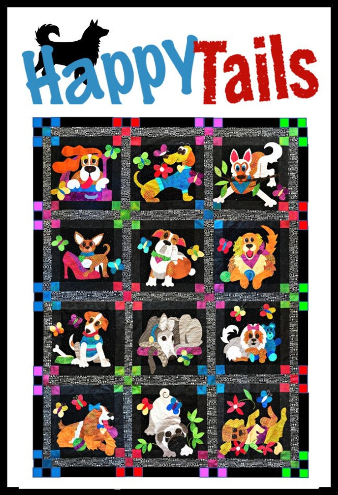 Dog, Happy Tails Quilt Pattern, Quilt Pattern, PDF Pattern, Digital ...