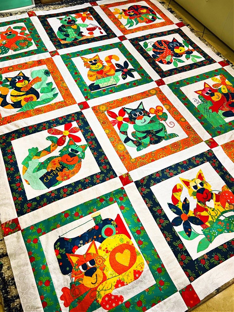 Purrfection Quilt Pattern Pattern Applique Cat Paper Copy - Etsy
