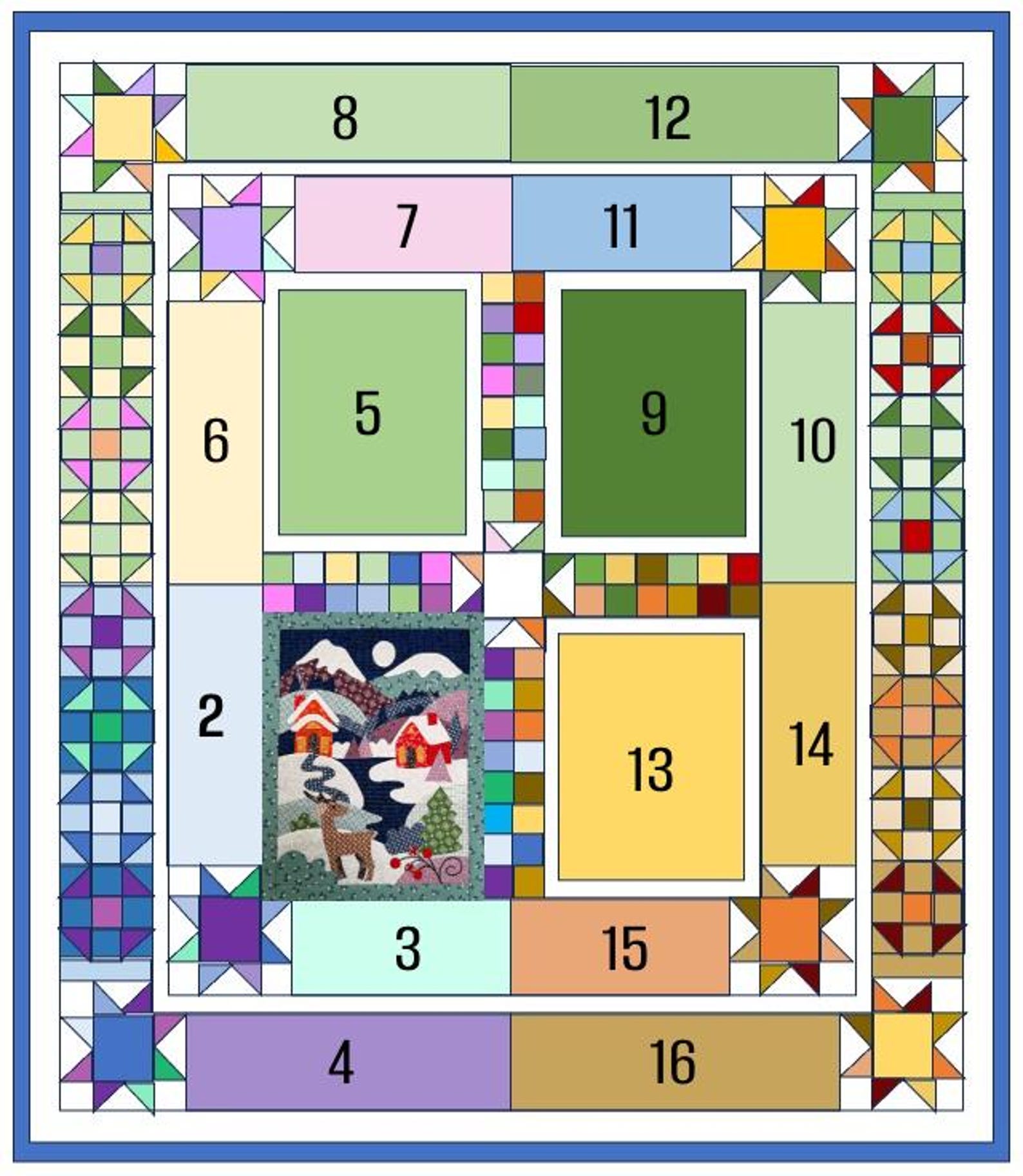 Winter Village Applique Quilt Pattern, Seasons Blessings Block 1 (PDF ...