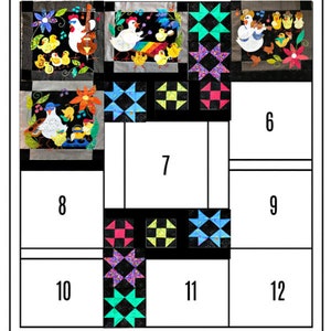 Barnyard Boogie Quilt Block Pattern, Chickens With Musical Instruments ...