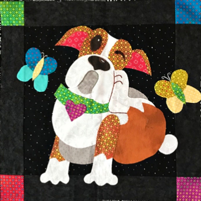 Happy Tails Dog Applique Quilt Block Pattern, Embroidery (PDF Pattern ...