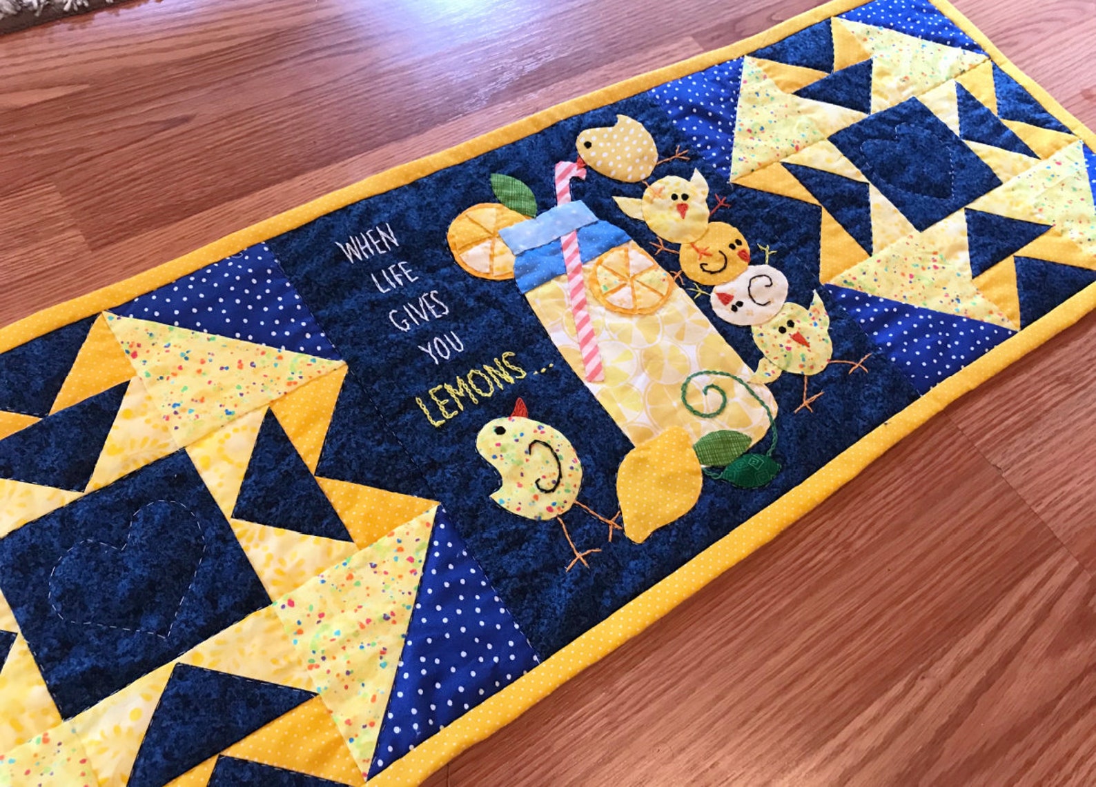 Making Lemonade Table Runner Quilt Pattern, Chicks, Lemons (digital ...