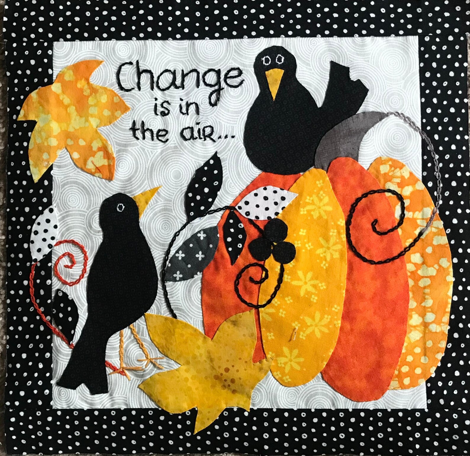 Pumpkin Crow Applique Quilt Block Pattern, October (digital Pattern) - Etsy