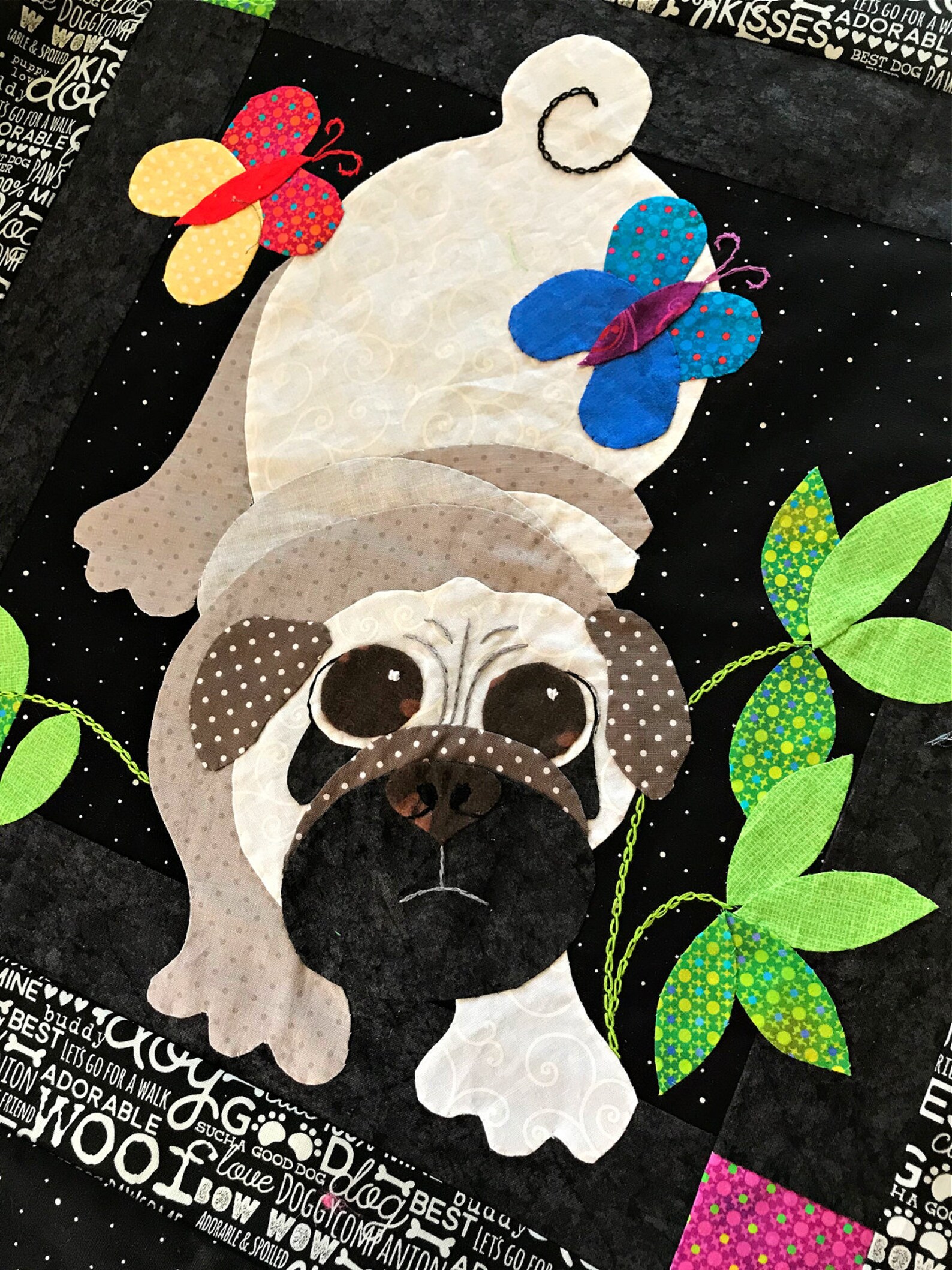 Pug Quilt Block Pattern, Applique Embroidery (PDF Pattern) - Etsy