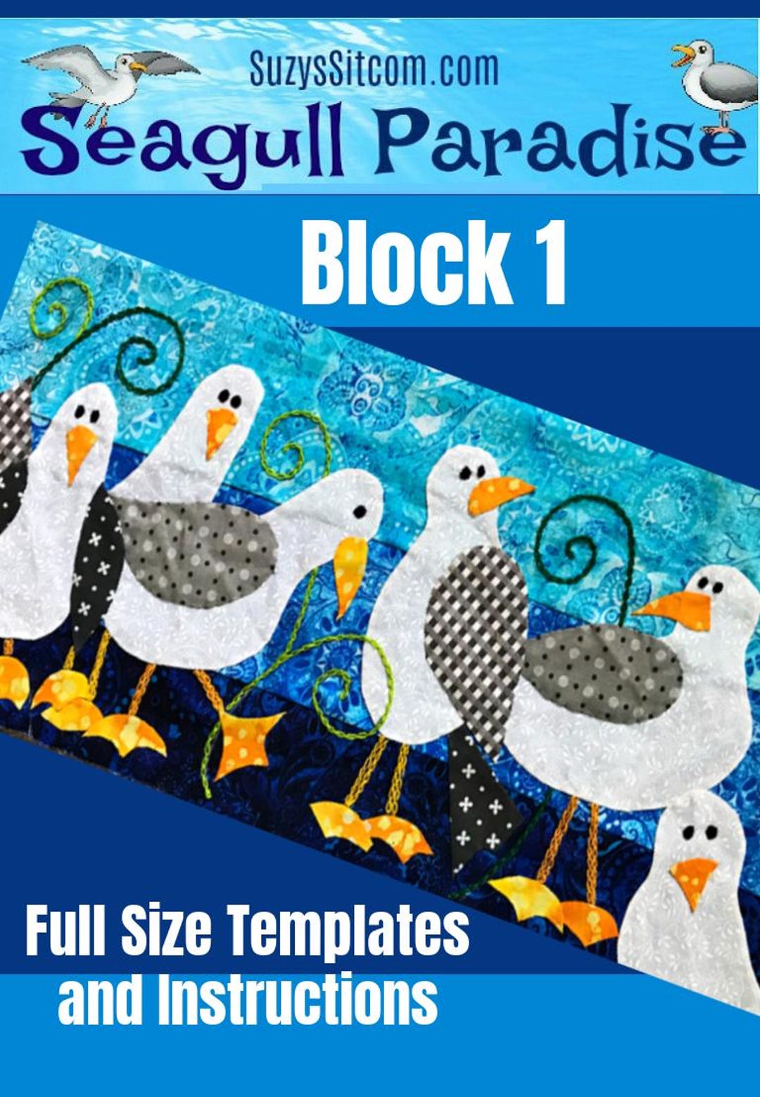 Seagull Paradise Block 1, Seagulls, Sew Along, Quilt Pattern, Pattern ...