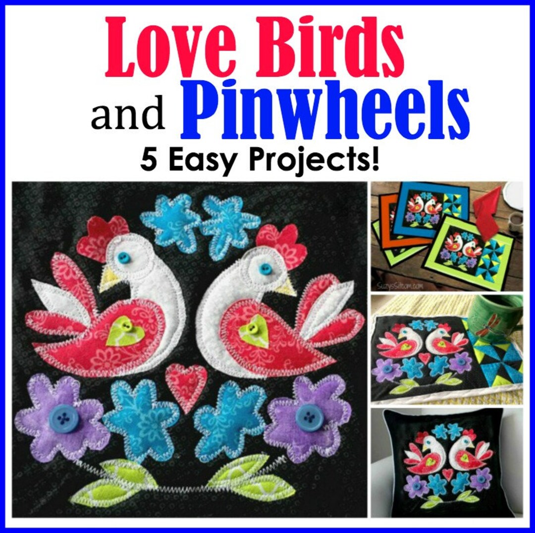 Love Birds, Birds, Pinwheels, Quilt Pattern, Applique Pattern, Pattern ...