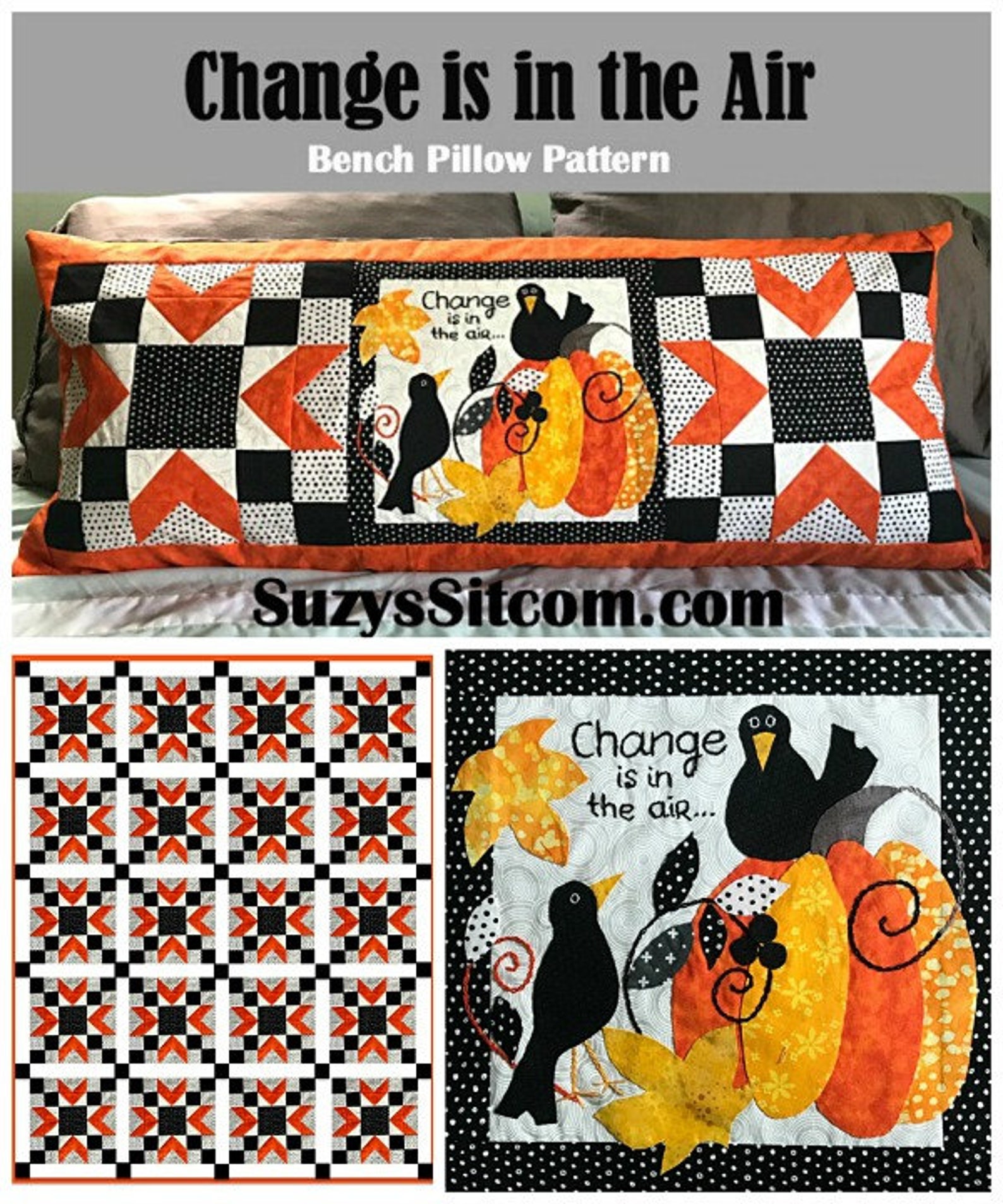 Bench Pillow Pattern COMBO Pack, Applique Quilt Block (digital Pattern ...