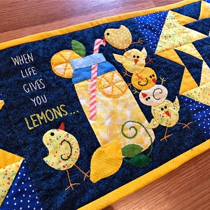 Making Lemonade Table Runner Quilt Pattern, Chicks, Lemons (digital ...