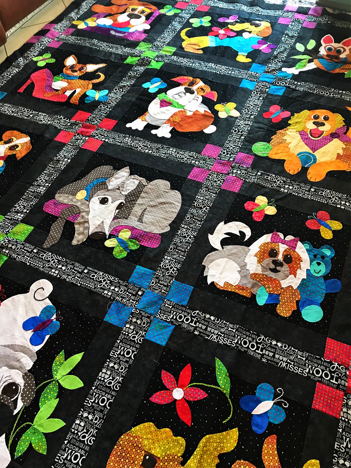 Happy Tails Dog Quilt Block Pattern, Applique Embroidery (paper Pattern ...