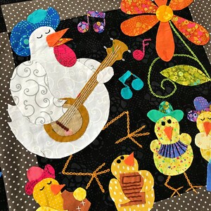 Barnyard Boogie Quilt Block Pattern, Banjo Rooster (PDF Pattern) - Etsy