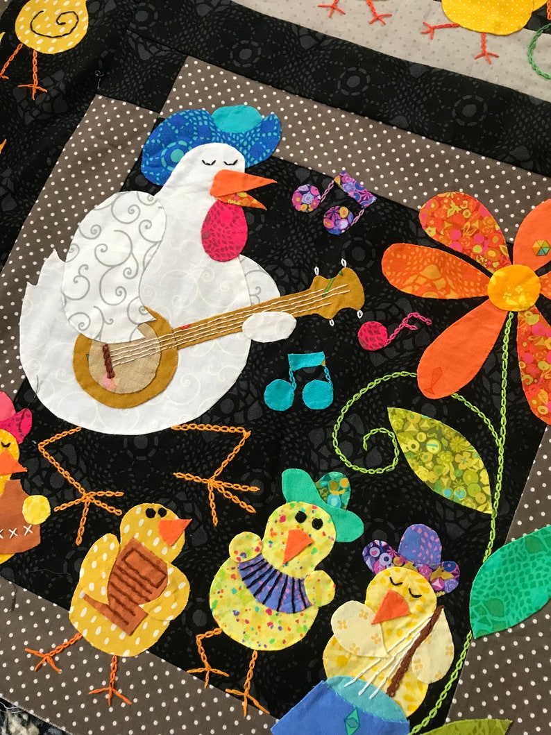Barnyard Boogie Quilt Block Pattern, Banjo Rooster (PDF Pattern) - Etsy