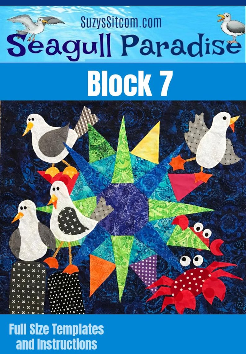 Seagull Paradise Quilt Block Pattern, Applique Embroidery (PDF Pattern ...
