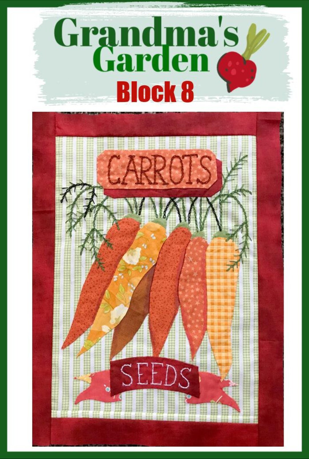 Quilt Block Pattern, Digital Pattern, Print at Home Pattern, Carrots ...
