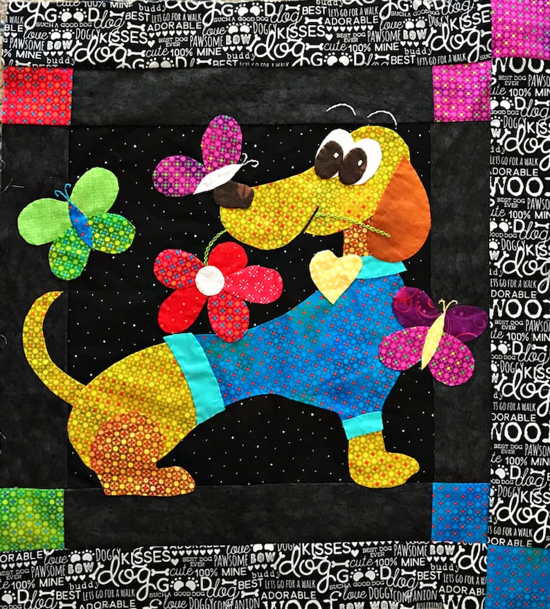 Dog, Happy Tails Quilt Pattern, Quilt Block Pattern, PDF Pattern ...