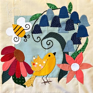 Tweet as Honey Quilt Block Pattern, Floral Applique (PDF Pattern) - Etsy