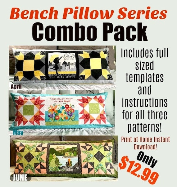 Combo Pack Bench Pillow Pattern Quilt Block Pattern Digital - Etsy