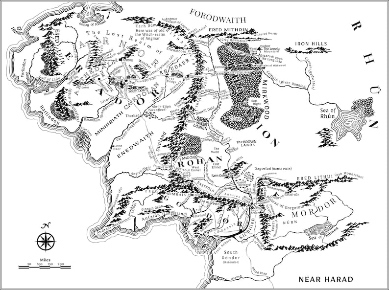 Middle-earth Map Vector Image – Detailed Complete Tolkien Fantasy Map ...