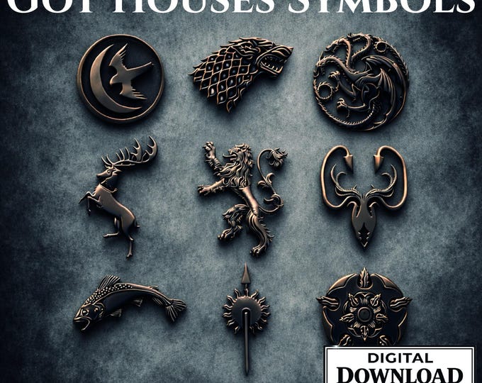 Game of Thrones House Symbols Svg Bundle, House of the Dragon Sigils ...