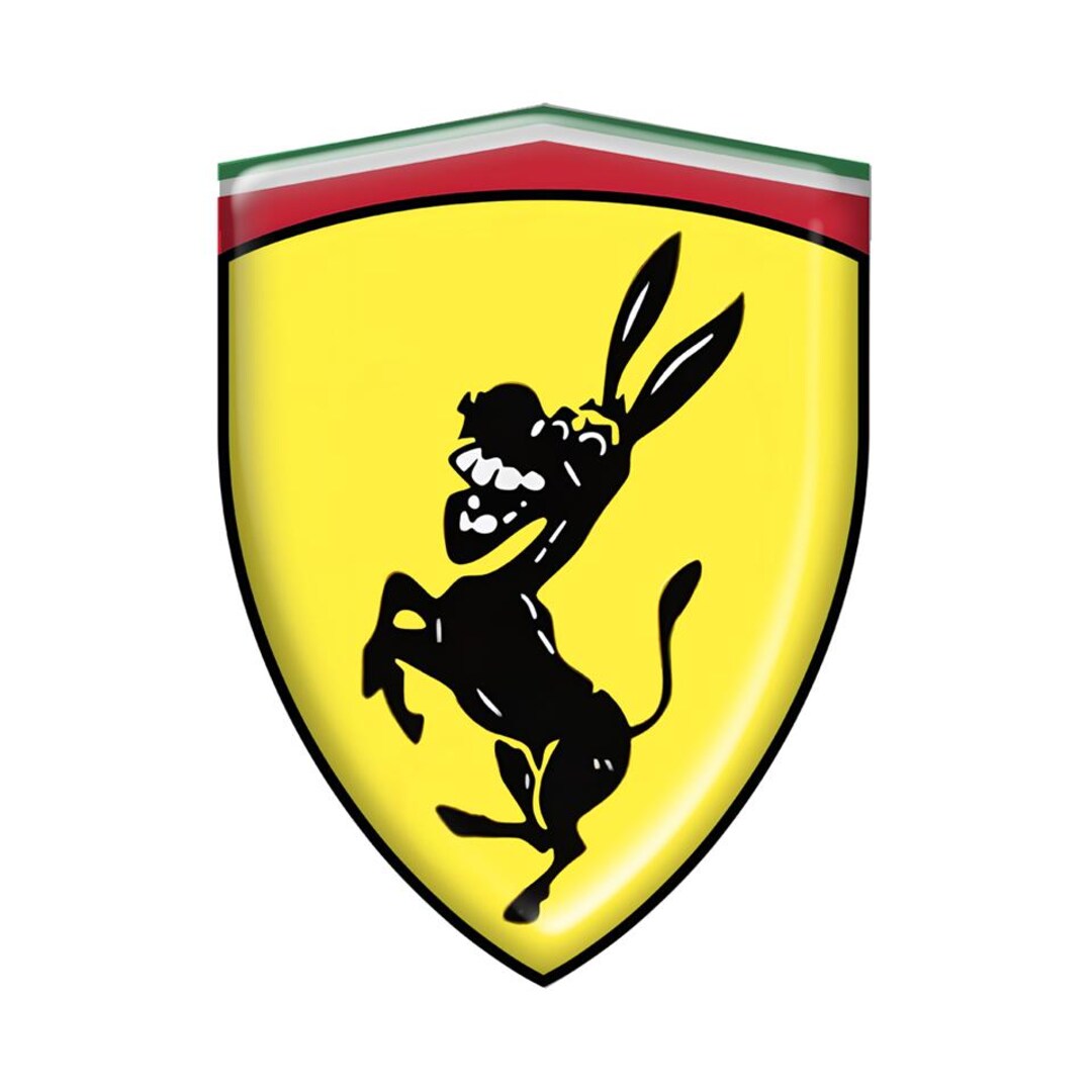Donkey Ferrari Shield Emblem Decal: Domed Epoxy Resin Essel Ferrari ...