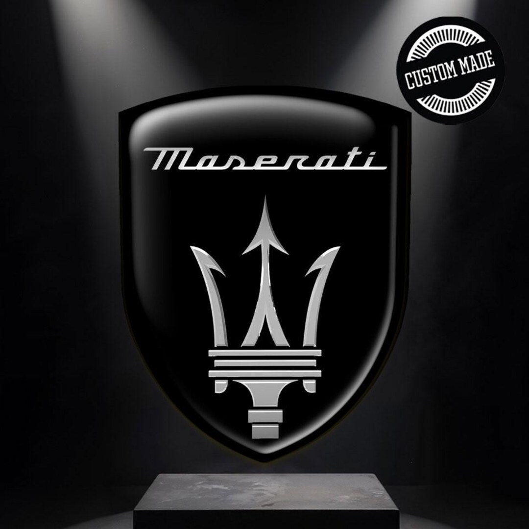 Gewelfde sticker Maserati-embleem: sticker glanzende epoxyhars - Etsy ...
