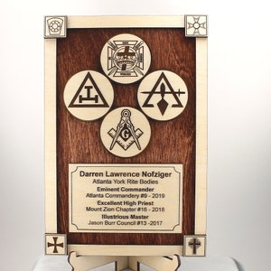 York Rite Plaque - Custom Wood Engraved - Etsy