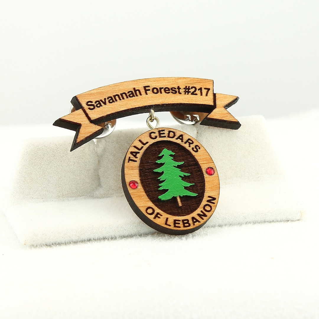 Tall Cedars of Lebanon Pin With Jewels - Engraved Wood - Etsy